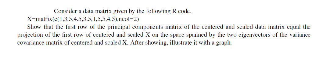 Solved Consider a data matrix given by the following R code. | Chegg.com