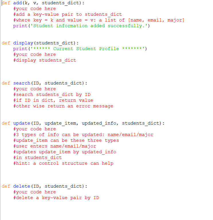 Solved Topics: dictionary, file 1/0, looping, functions, | Chegg.com