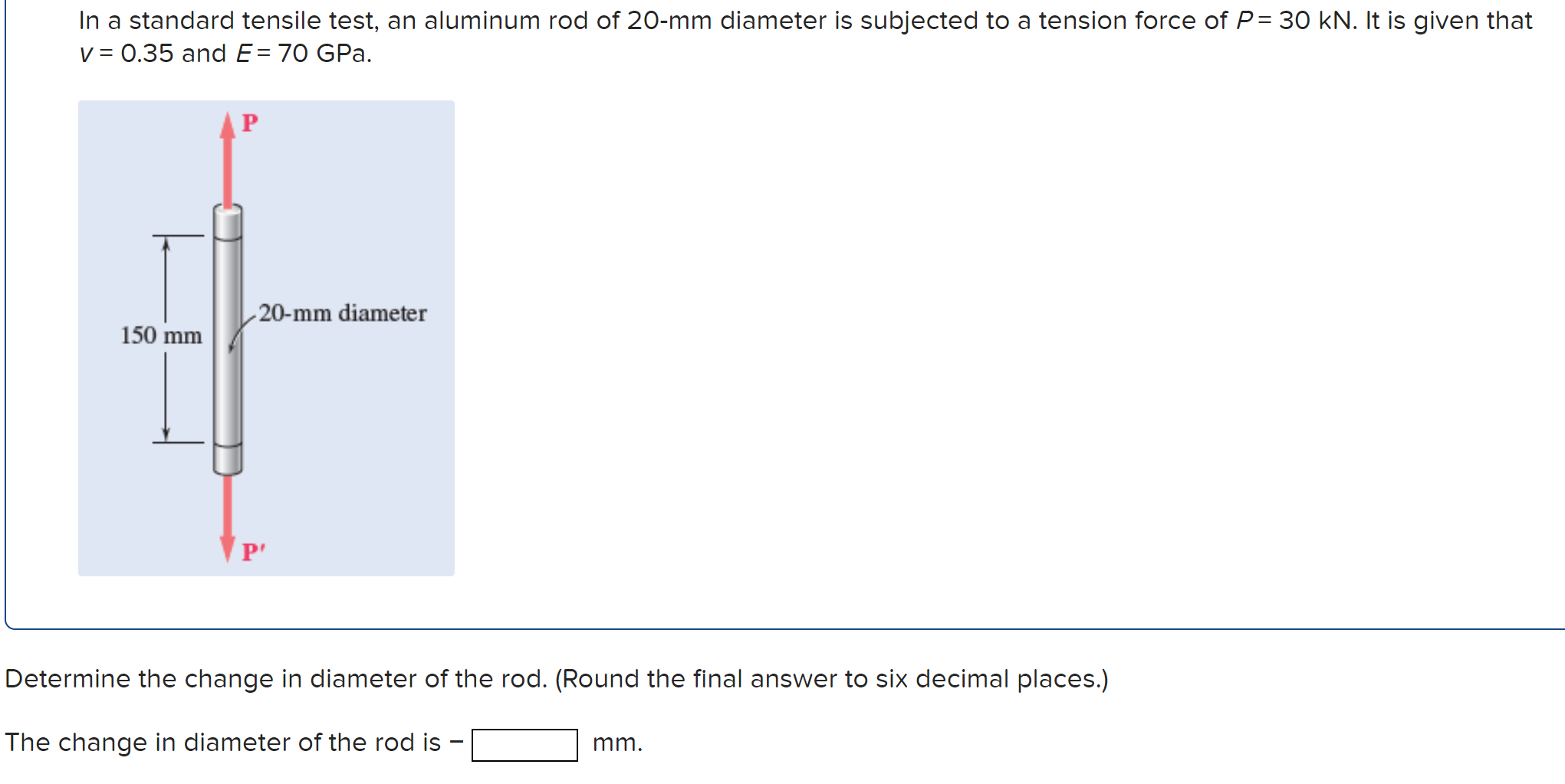Solved In a standard tensile test, an aluminum rod of 20-mm | Chegg.com