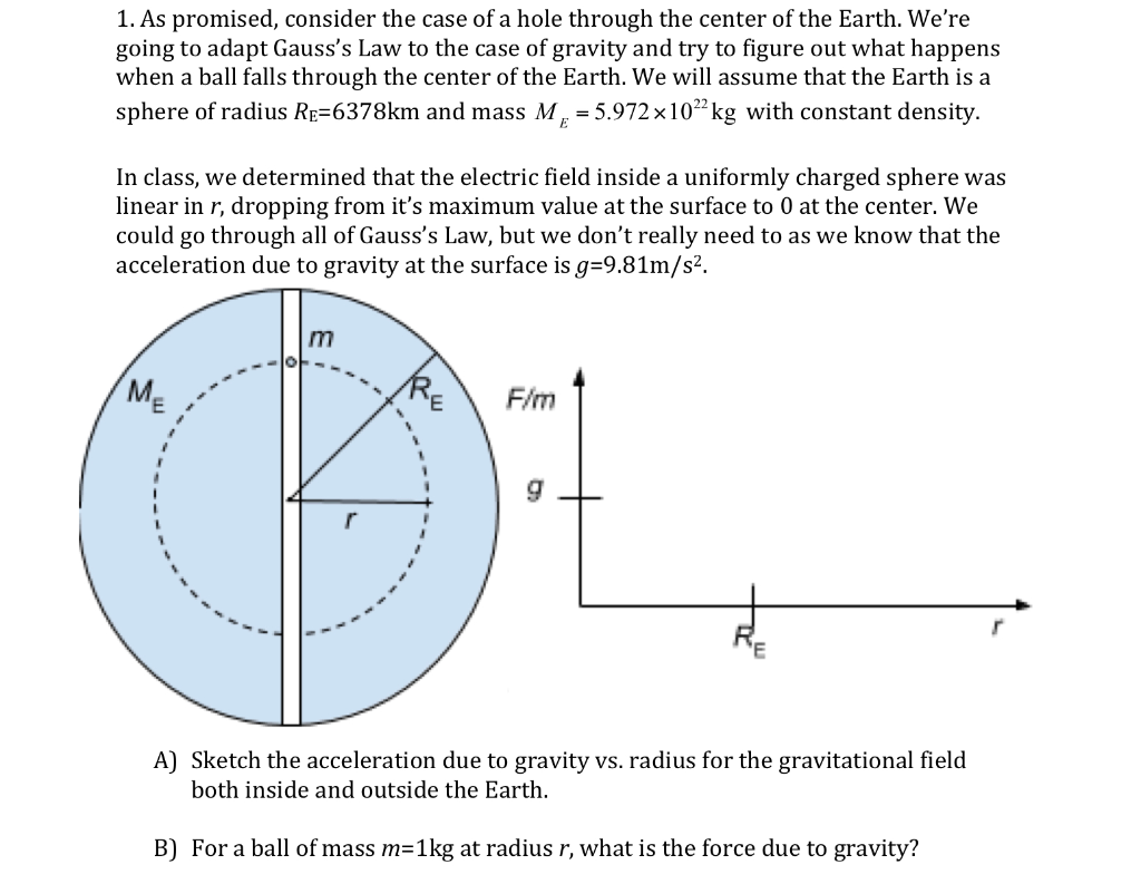 Solved 1. As promised, consider the case of a hole through | Chegg.com