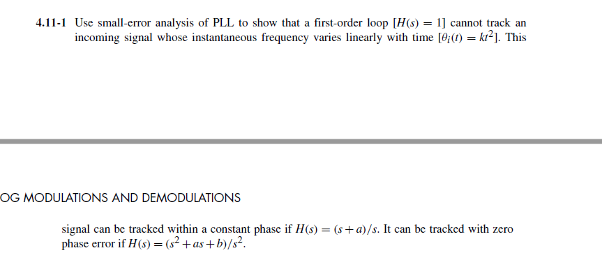 Solved 4.11-1 Use small-error analysis of PLL to show that a | Chegg.com