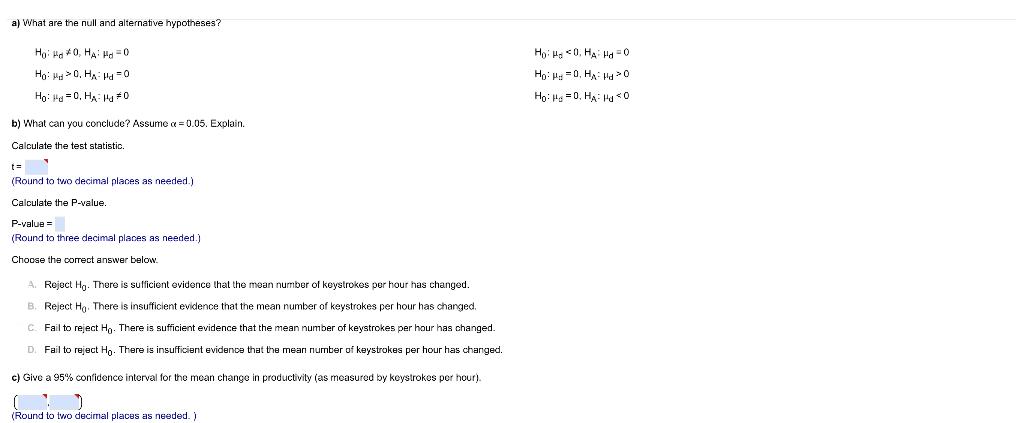 Solved Keystrokes per Hour Before After A consultant for a | Chegg.com