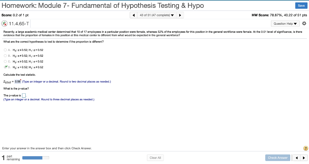 Solved Homework Module 7 Fundamental Of Hypothesis Testing 8870
