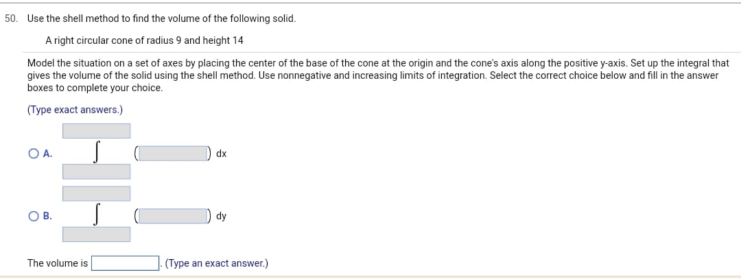 Solved 50. Use the shell method to find the volume of the | Chegg.com