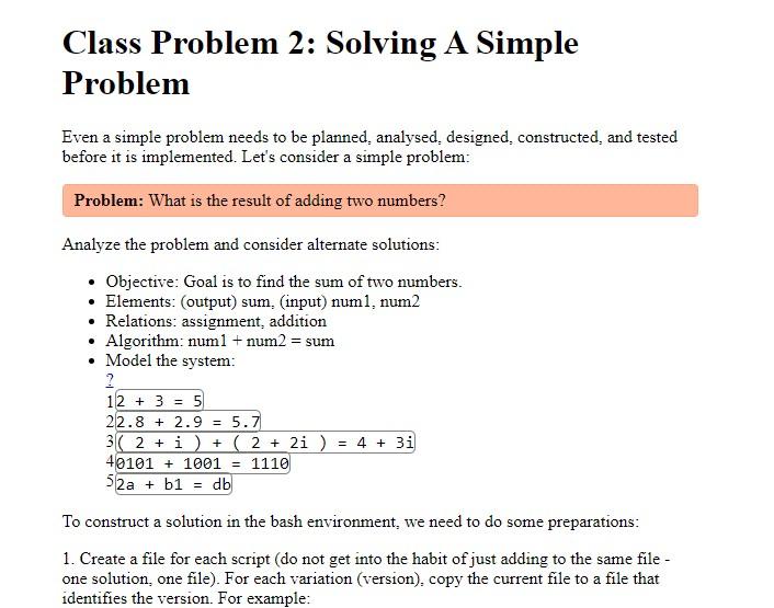 Problem Even a simple problem needs to be planned, | Chegg.com
