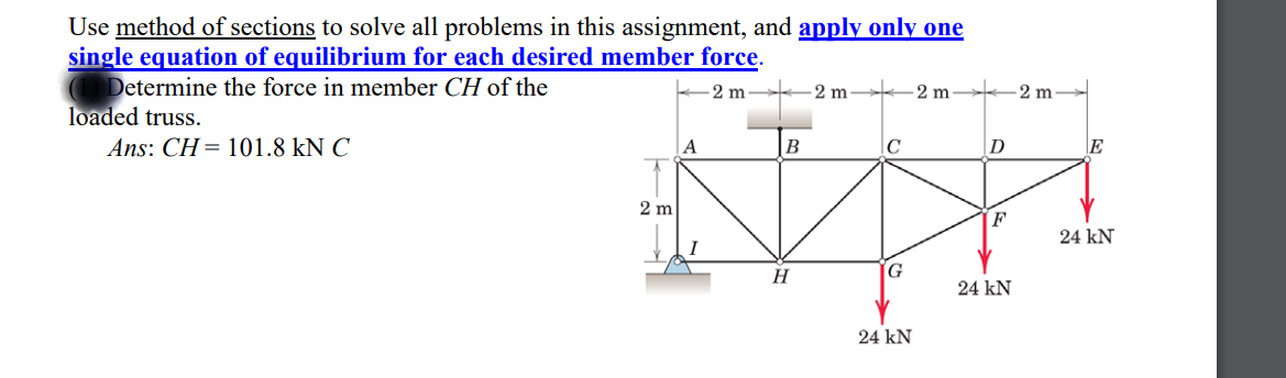 Solved Use Method Of Sections To Solve All Problems In This