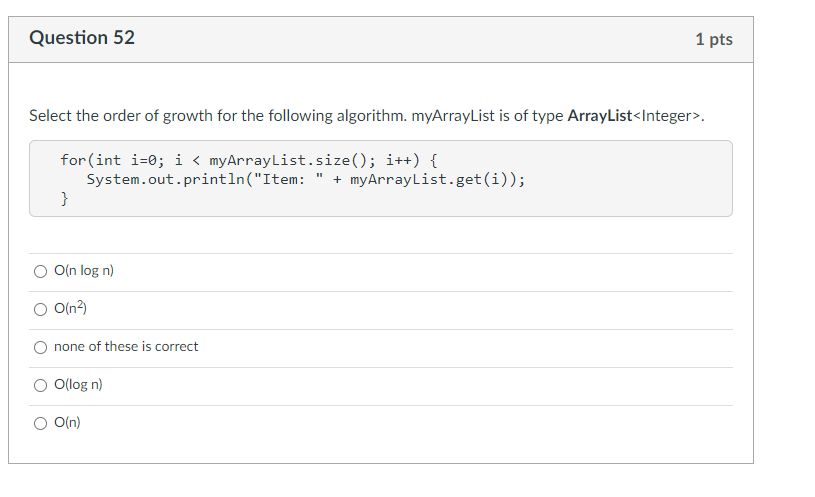 Solved > Question 48 1 pts A sequential search of a list | Chegg.com