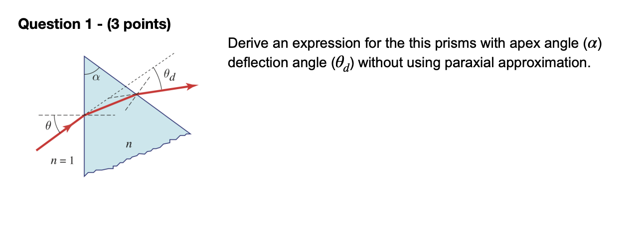 Solved Question 1 - (3 points) Derive an expression for the | Chegg.com