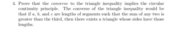 Solved 4. Prove that the converse to the triangle inequality | Chegg.com