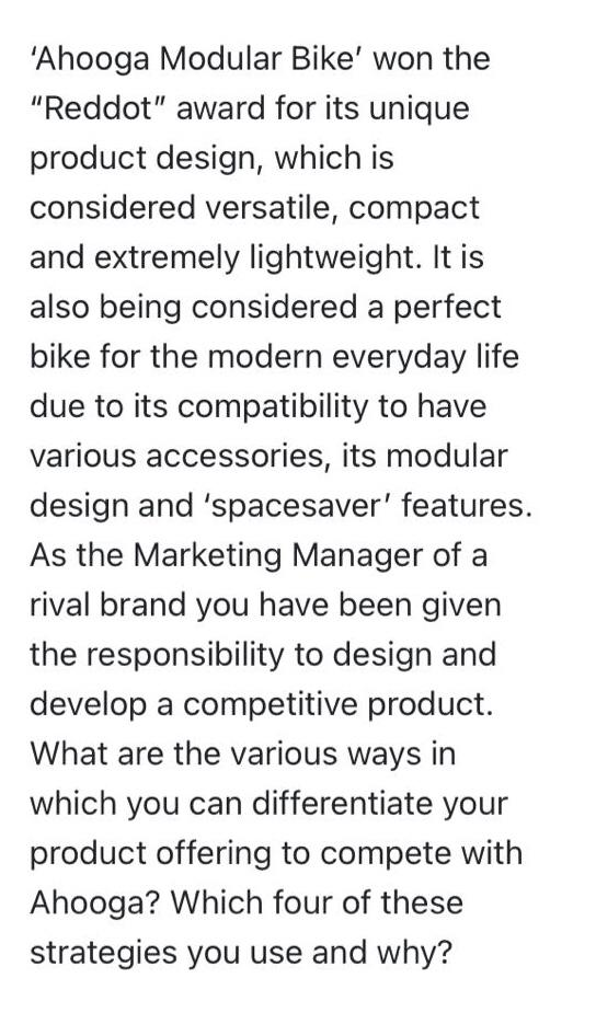 Solved 'Ahooga Modular Bike' won the "Reddot" award for its | Chegg.com