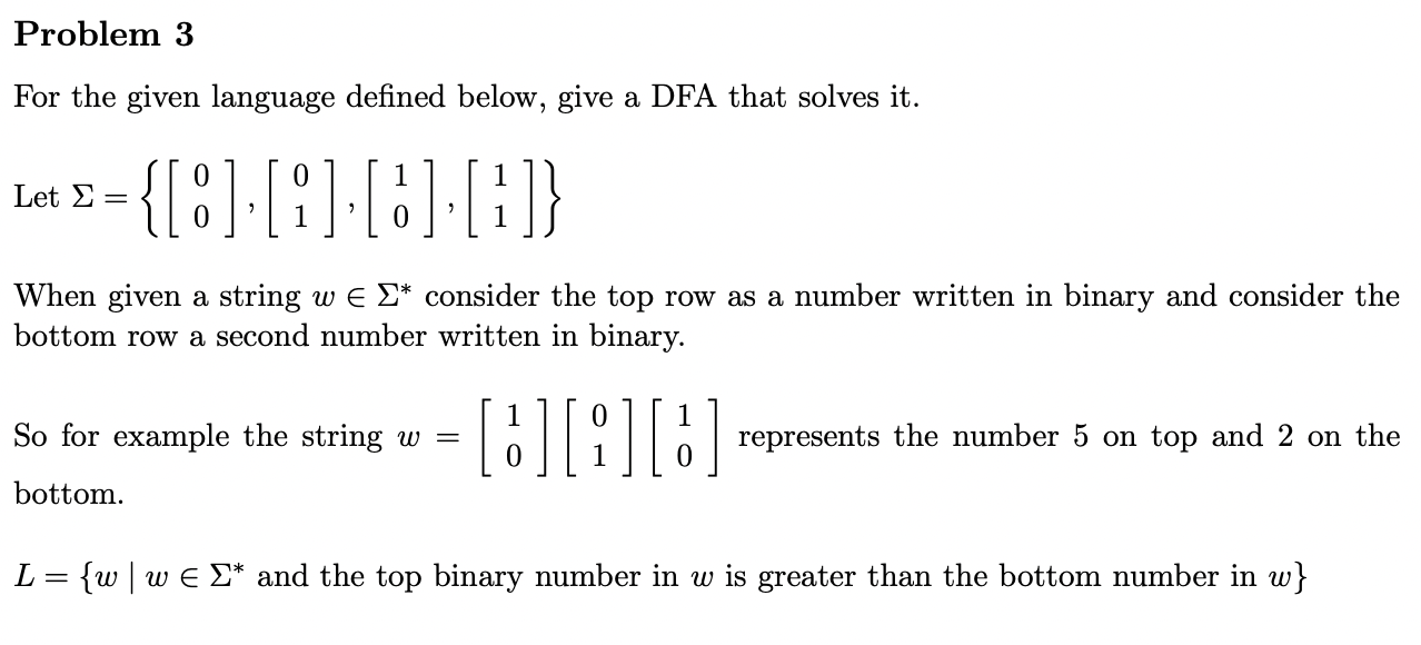 Solved For the given language defined below, give a DFA that | Chegg.com