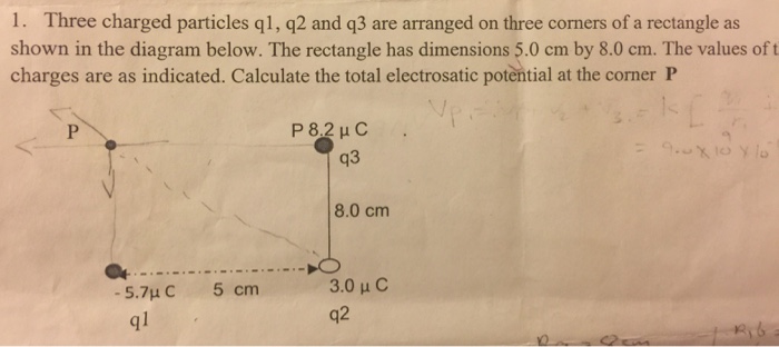 Solved 1. Three charged particles q1, q2 and q3 are arranged | Chegg.com