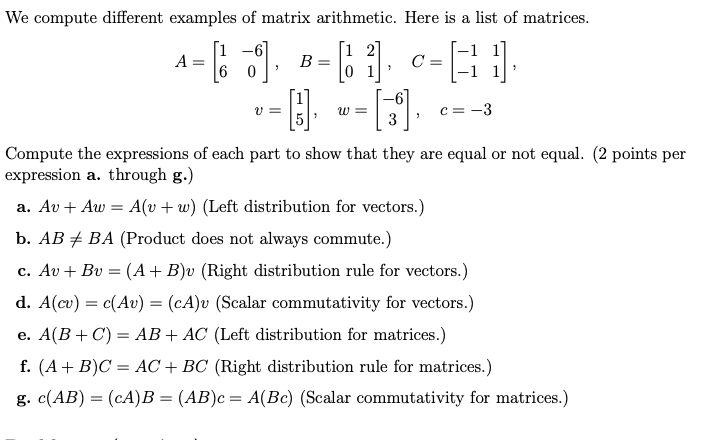 Solved We compute different examples of matrix arithmetic. | Chegg.com