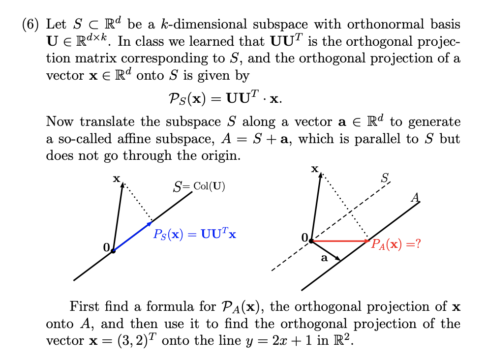 Solved Let S⊂Rd be a k-dimensional subspace with orthonormal | Chegg.com
