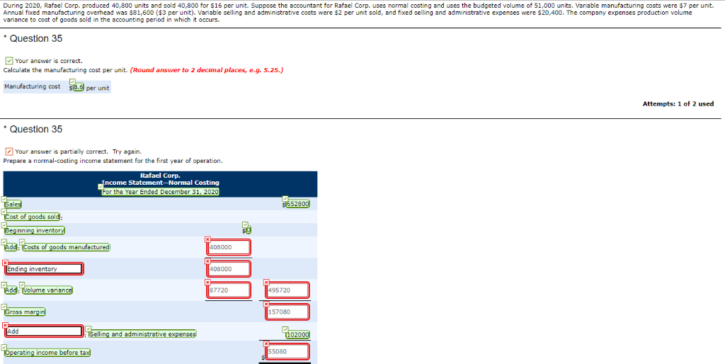 Solved During 2020, Rafael Corp. produced 40,800 units and | Chegg.com