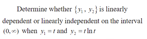 Solved Determine whether {y1,y2} is linearly dependent or | Chegg.com