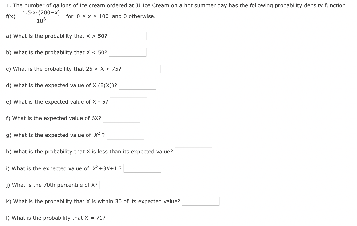Solved 1. The number of gallons of ice cream ordered at JJ | Chegg.com