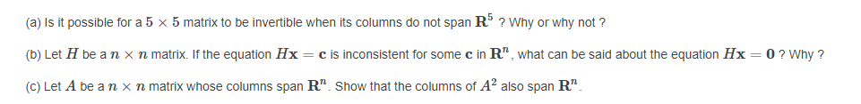 Solved (a) Is it possible for a 5 x 5 matrix to be | Chegg.com
