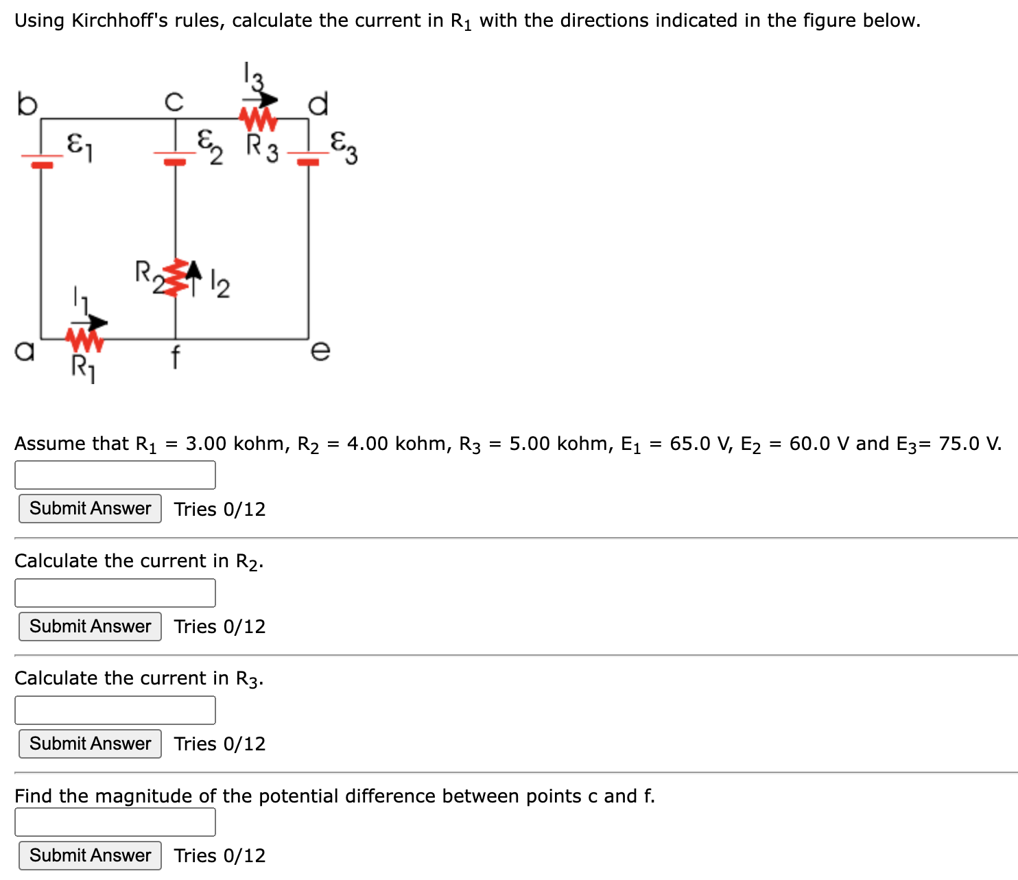 Solved (1) ﻿Using Kirchhoff's rules, calculate the current | Chegg.com