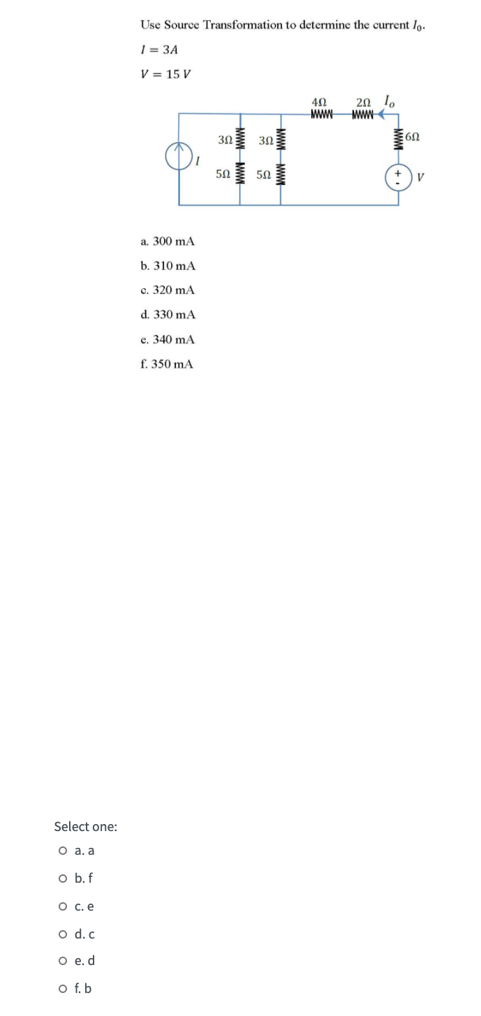 Solved Use Source Transformation to determine the current | Chegg.com