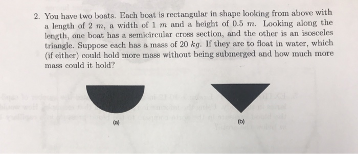 Solved 2. You have two boats. Each boat is rectangular in | Chegg.com
