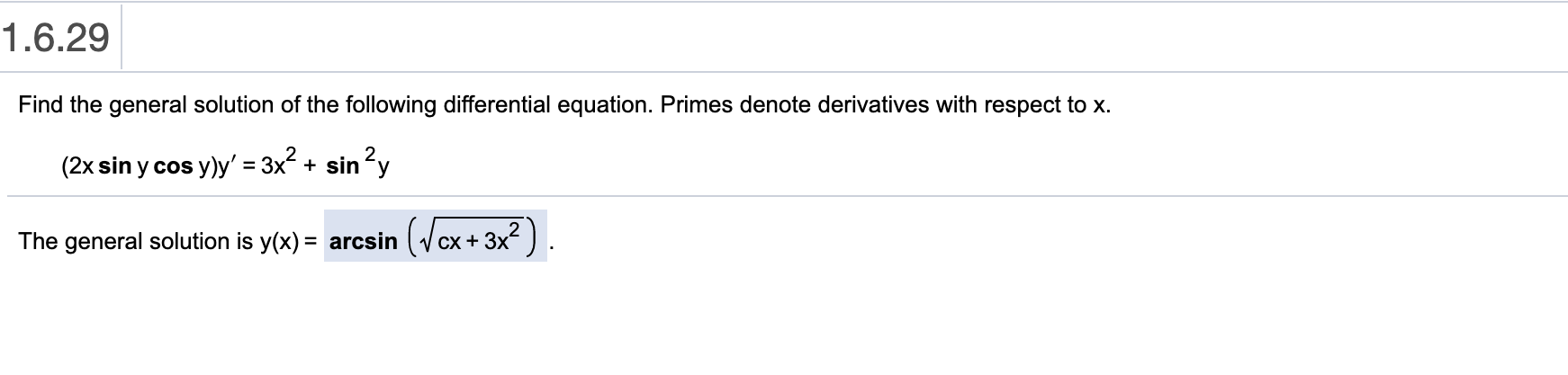 Solved 1.6.29 Find the general solution of the following | Chegg.com