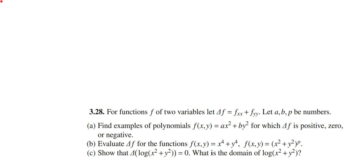 Solved 3.28. For functions f of two variables let 4 f = fxx | Chegg.com