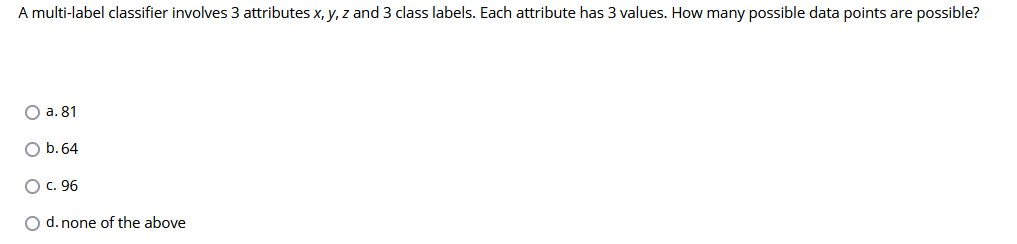 Solved A multi-label classifier involves 3 attributes x,y,z | Chegg.com