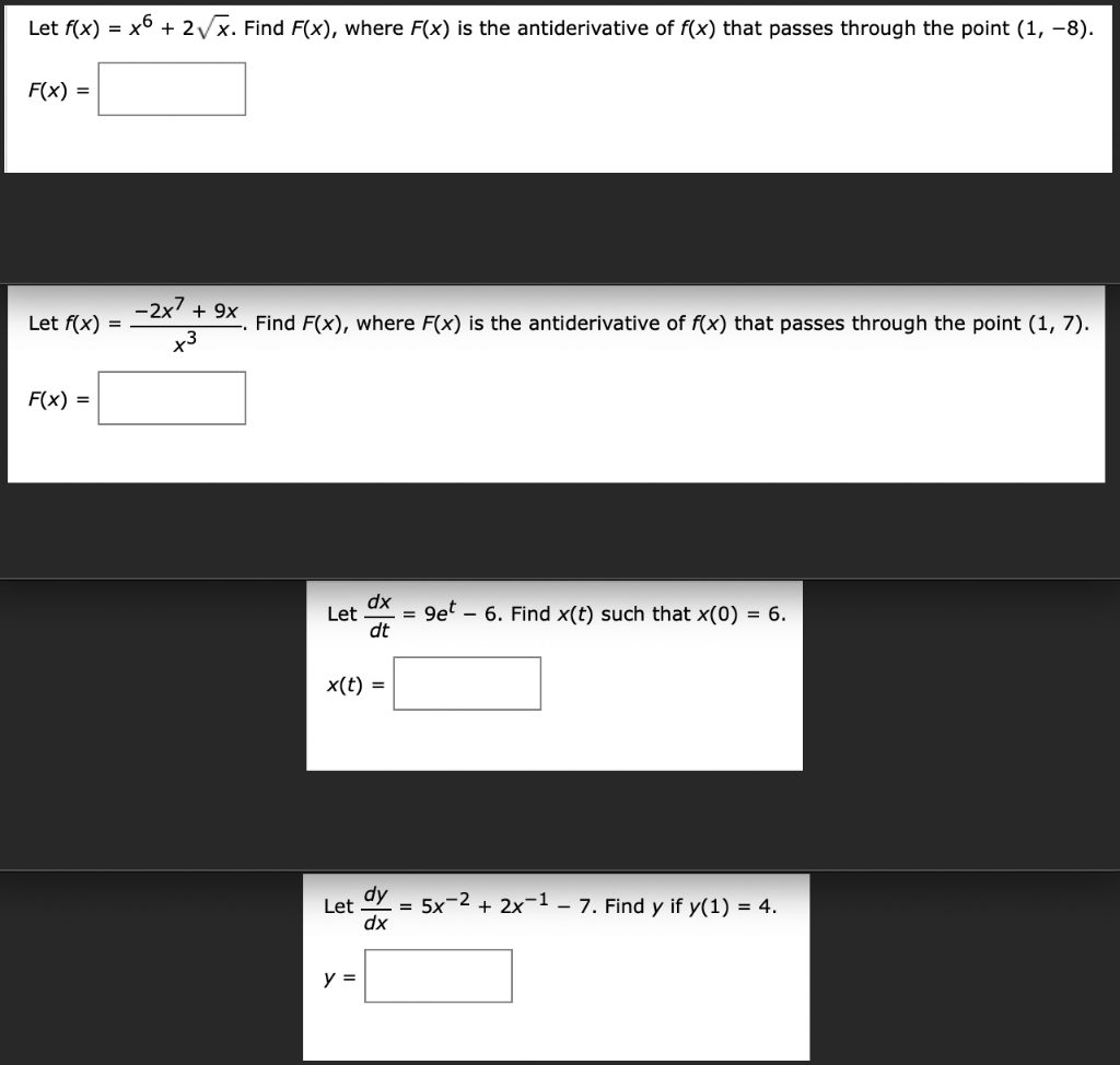 Solved Let f(x)=x6+2x. Find F(x), where F(x) is the | Chegg.com