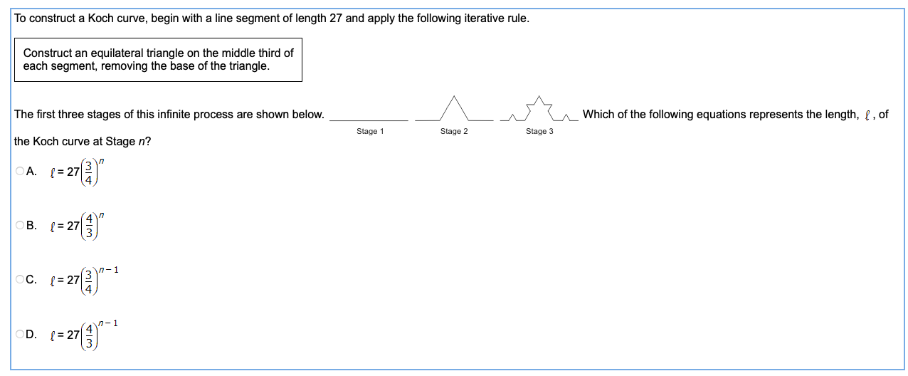 Solved To construct a Koch curve, begin with a line segment | Chegg.com