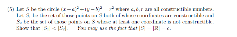 Solved (5) Let S be the circle (r – a)+(y-b)2 = r2 where a, | Chegg.com