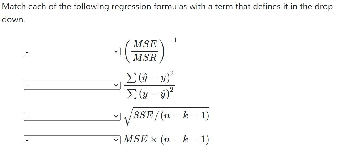Solved Match each of the following regression formulas with | Chegg.com