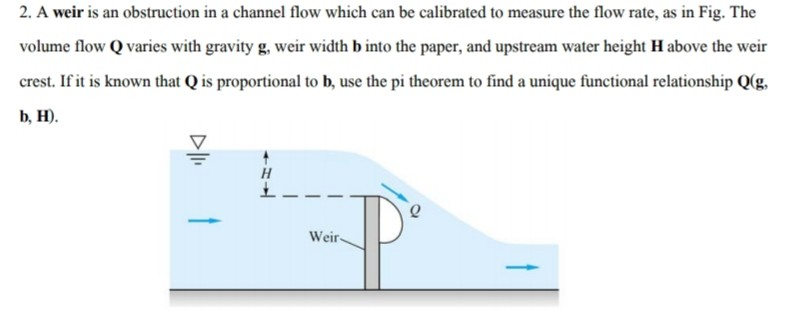 2. A weir is an obstruction in a channel flow which | Chegg.com