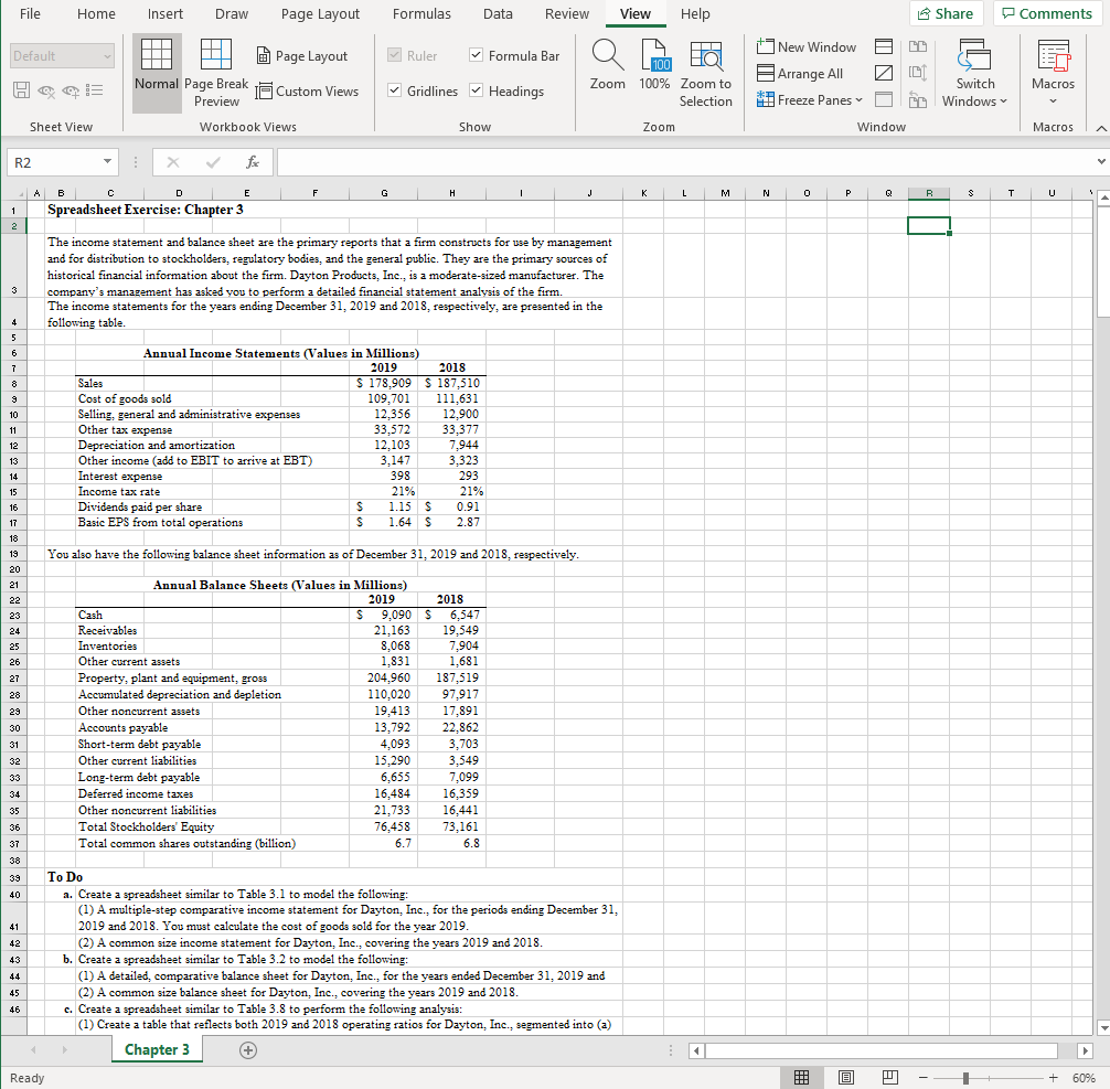 File Home Insert Draw Page Layout Formulas Data | Chegg.com