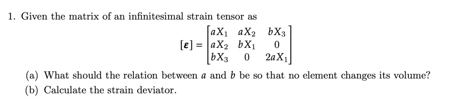 Solved 1. Given the matrix of an infinitesimal strain tensor | Chegg.com