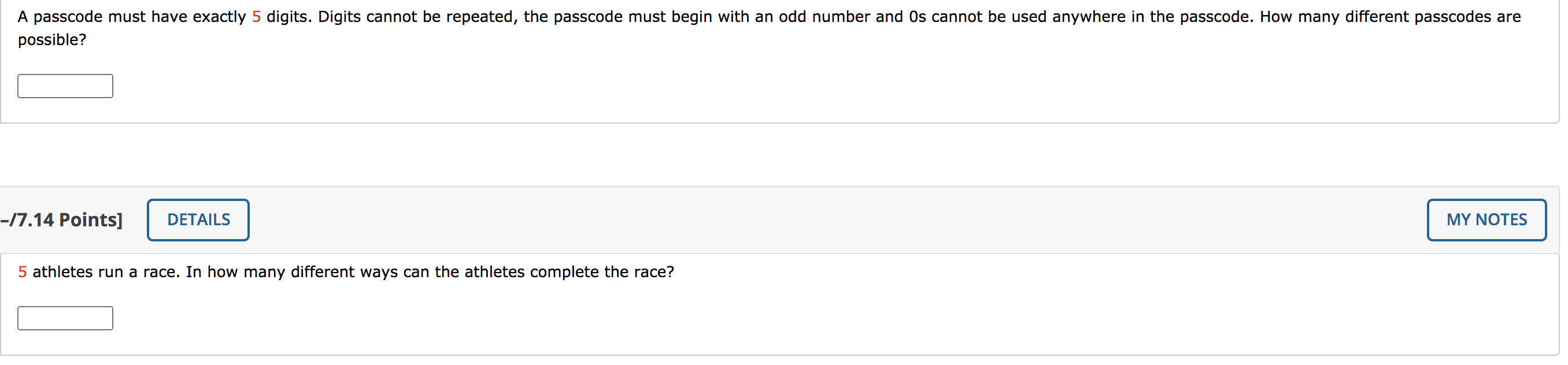 Solved A passcode must have exactly 5 digits. Digits cannot | Chegg.com