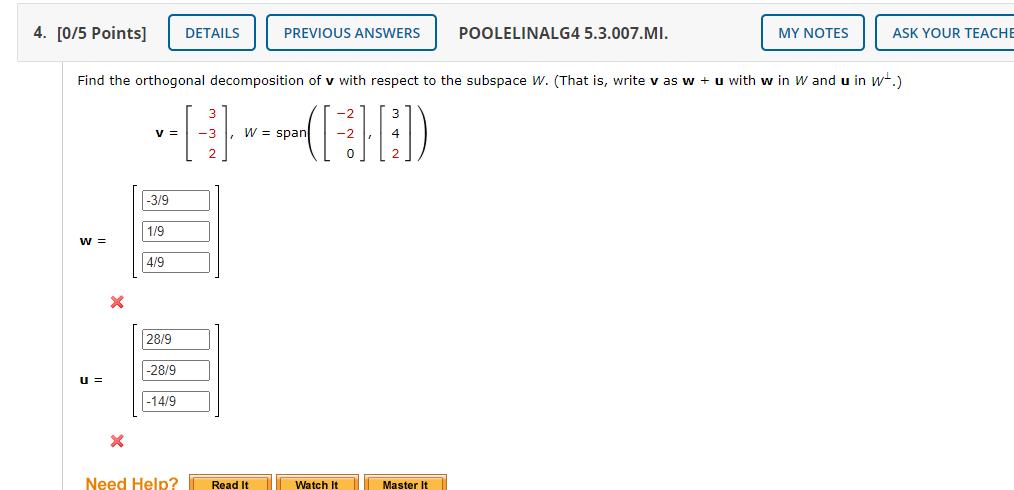 Solved 4. [0/5 points) DETAILS PREVIOUS ANSWERS POOLELINALG4 | Chegg.com
