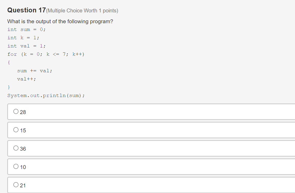 Solved \begin{tabular}{l} Question 17( Multiple Choice Worth | Chegg.com