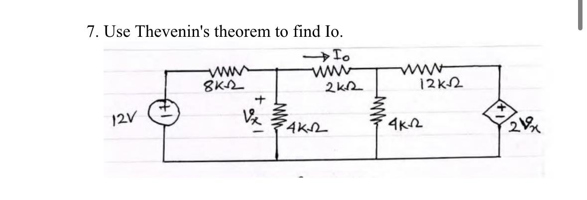 7. Use Thevenin's theorem to find Io. | Chegg.com