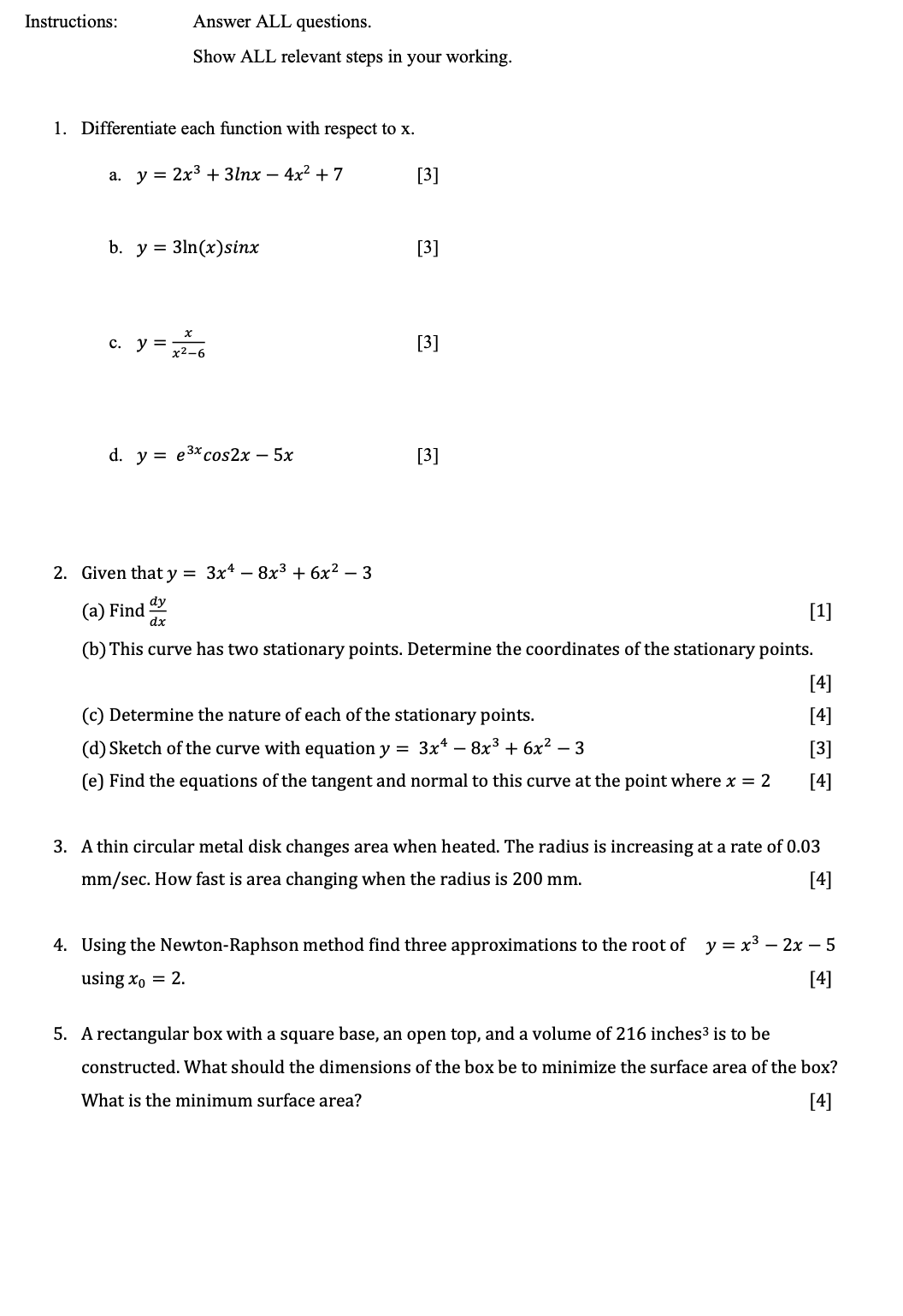 Solved Answer ALL questions.Show ALL relevant steps in ﻿your | Chegg.com
