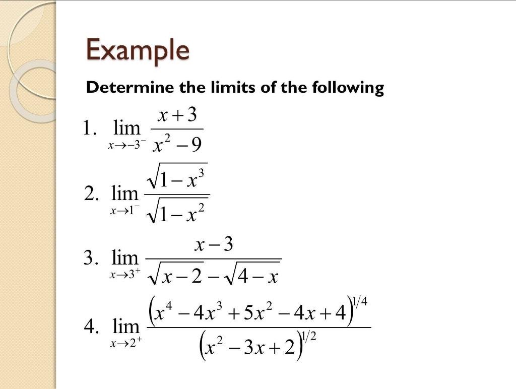 Solved Example Determine the limits of the following x + 3 | Chegg.com