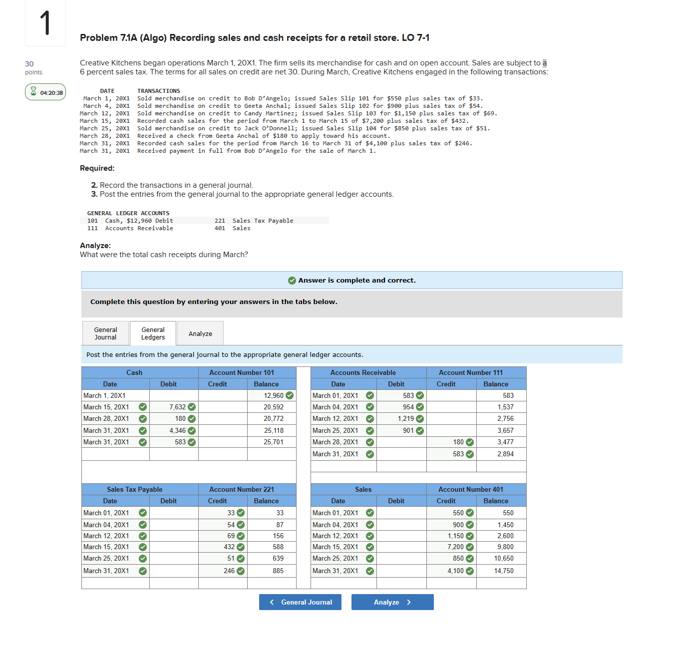 Problem 7.1A Creative Kitchens began operations March | Chegg.com