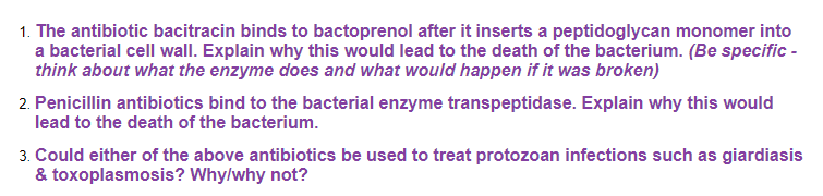 Solved 1. The antibiotic bacitracin binds to bactoprenol | Chegg.com
