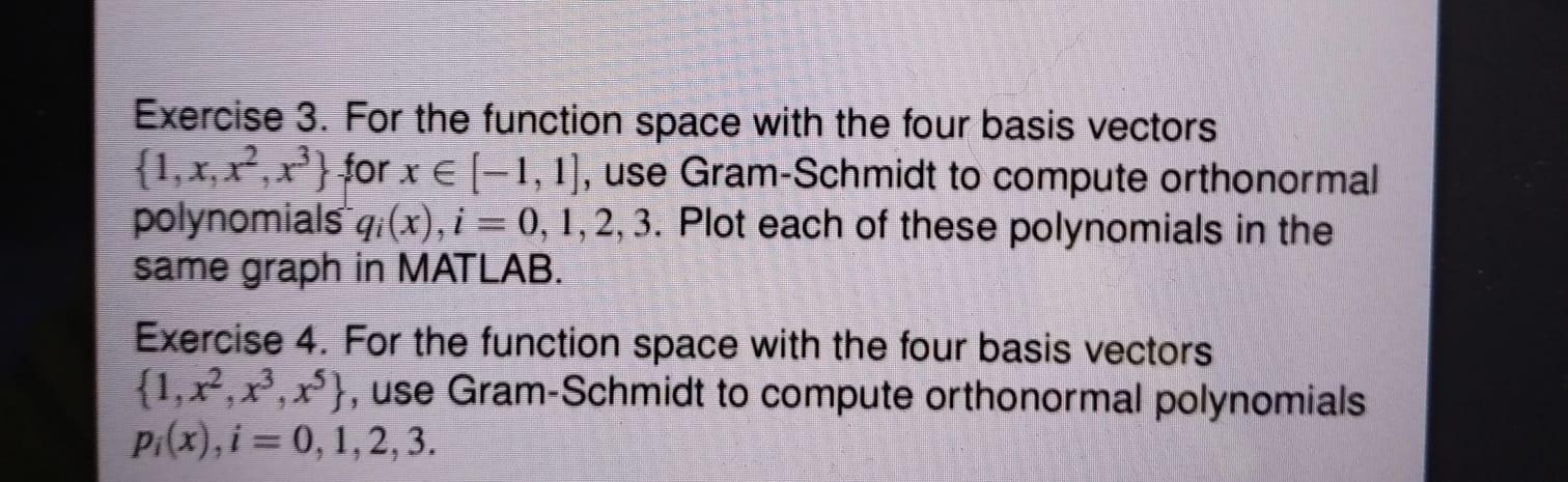 Solved Exercise 3. For the function space with the four | Chegg.com