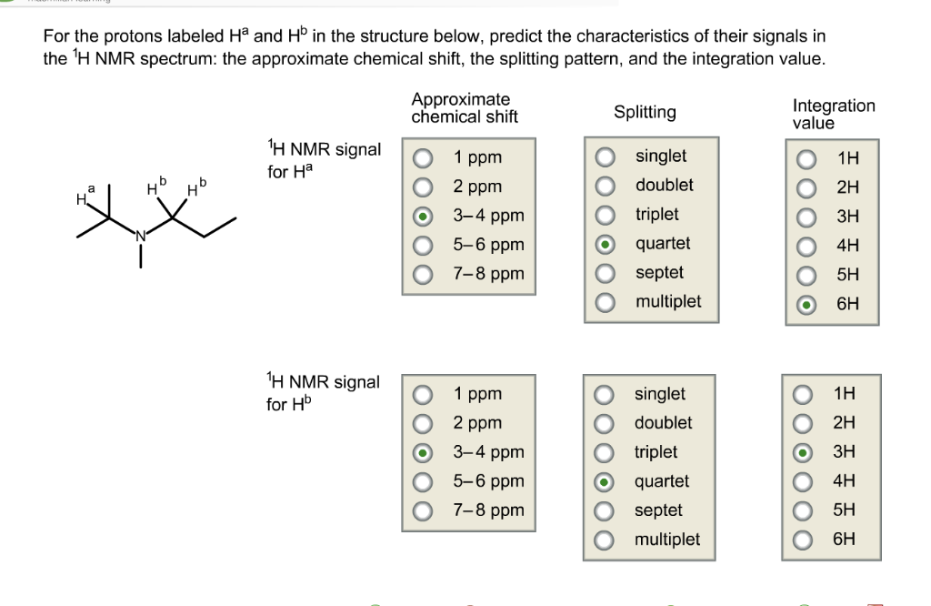 Solved For the protons labeled Ha and Hb in the structure | Chegg.com