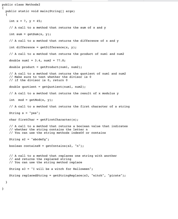 Solved public class Methods2 public static void main(String | Chegg.com