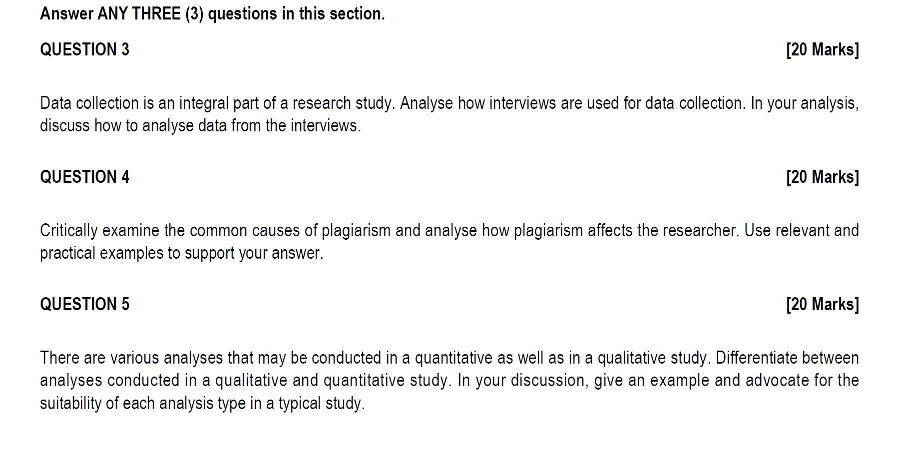Solved Answer ANY THREE (3) questions in this section. | Chegg.com