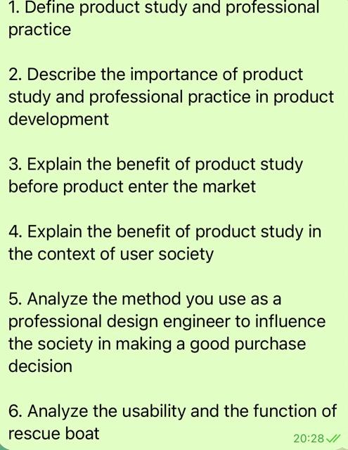 Solved 1. Define product study and professional practice 2. | Chegg.com