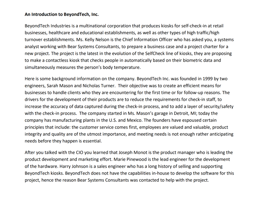 An Introduction to BeyondTech, Inc. BeyondTech | Chegg.com