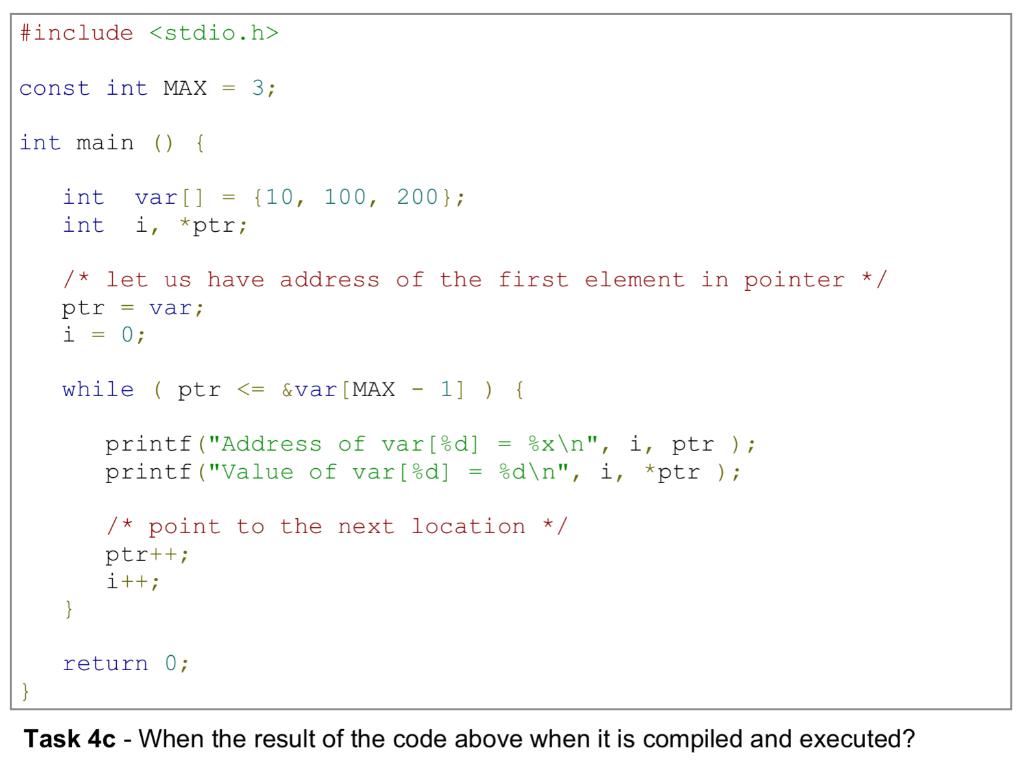 Solved Task 1: Compile the code below to show the address of | Chegg.com